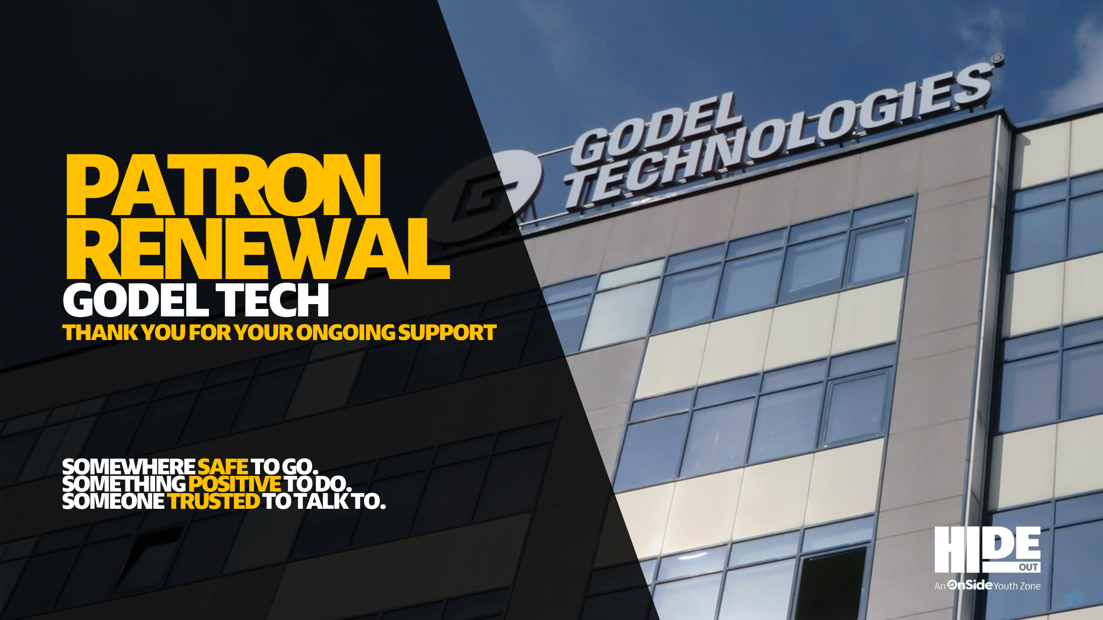 Godel Technologies renews Patronage - Hideout Youth Zone
